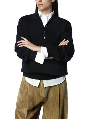 RÓHE Róhe Merino Wool Polo Sweater Blue