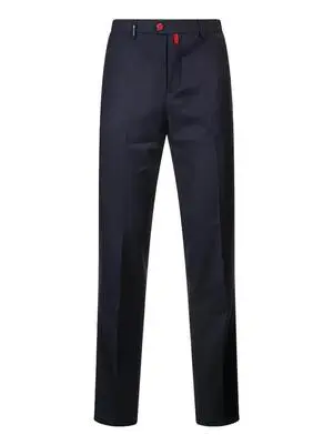 Kiton Logo Patch Straight-leg Trousers - Blue