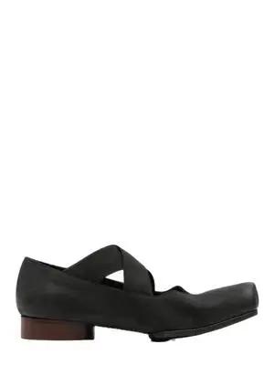 UMA WANG Crossover Strap Square Toe Ballet Flats - Black