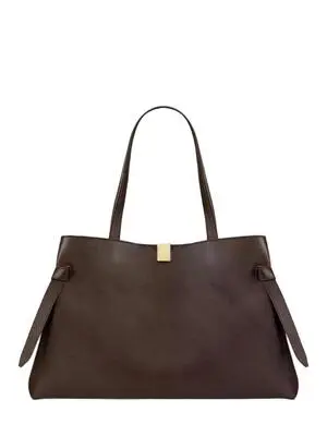 Yuzefi Gyoza Pebble-grain Leather Tote Bag - Brown