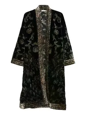 PIERRE-LOUIS MASCIA Floral-print Velvet-effect Coat