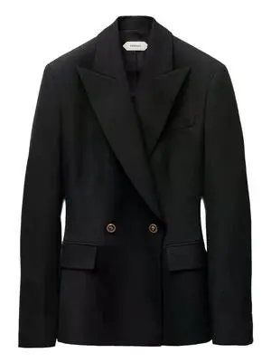 VERSACE Versace Wool Grain De Poudre Double-Breasted Blazer With Medusa Buttons