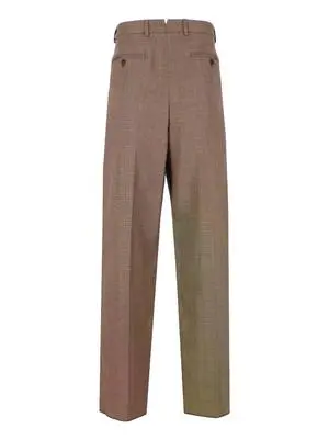 Emporio Armani Virgin Wool Herringbone Trousers - Brown