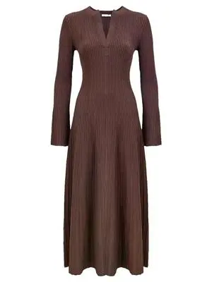Simkhai Genna Ribbed-knit Midi Dress - Brown