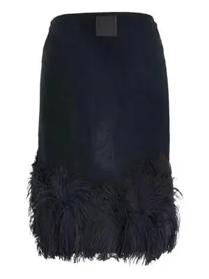 SEMICOUTURE Quanna Midi Skirt With Feather Trim - Black