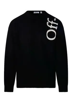 Off-White Embroidered Logo Knit Sweater - Black