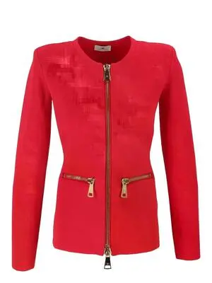 Elisabetta Franchi Zip-up Cardigan - Red