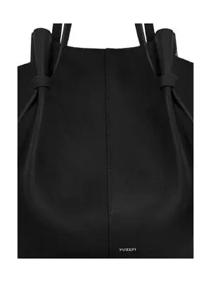 Yuzefi Large Mochi Pebble-grain Leather Tote Bag - Black
