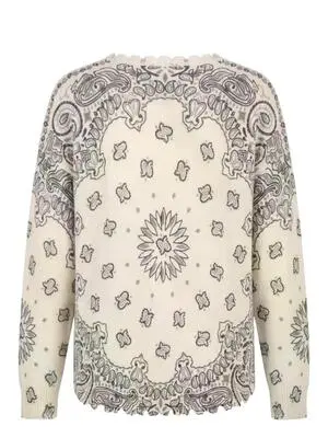 KUJTEN Paisley Print Distressed Effect Cashmere Sweater - Neutrals