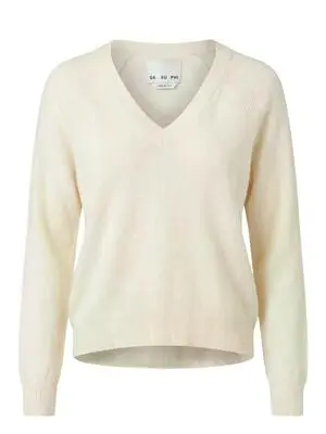 SA SU PHI V-neck Raglan Sweater - Neutrals