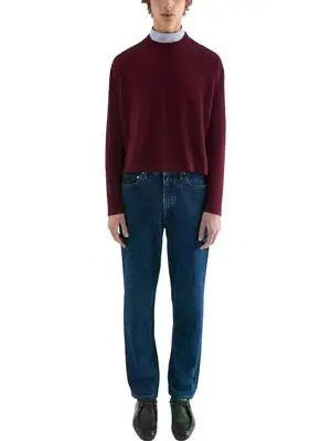 JIL SANDER Jil Sander Burgundy Wool Mock Neck Cropped Sweater Red