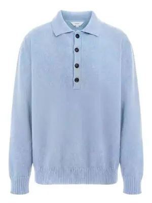 Malo Cashmere Button-up Polo - Blue