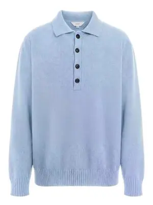 Malo Cashmere Button-up Polo - Blue
