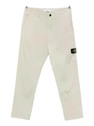 Stone Island Logo Patch Straight-leg Trousers - Neutrals