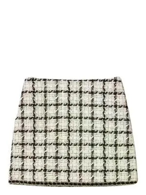 TWINSET Chequered Bouclé Mini Skirt - Grey