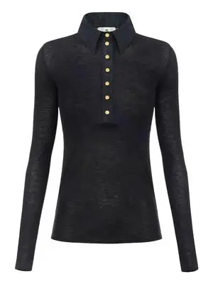 Elisabetta Franchi Knit And Taffeta Polo Shirt - Black