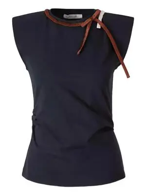 Dorothee Schumacher Padded-shoulder Ruched-detail T-shirt Black