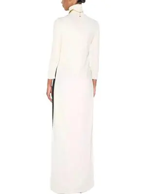 Elisabetta Franchi Elisabetta Franchi Long Sleeve High Neck Top With Metallic Cuffs Neutrals