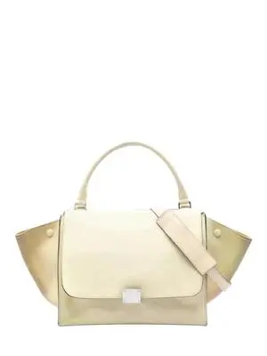 Celine 2013 Medium Bicolor Calfskin And Suede Trapeze Satchel Brown