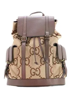 GUCCI Double Pocket Belt Jumbo Gg Canvas And Leather Large Backpack