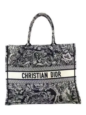 Dior Embroidered Canvas Large Tote Bag - Blue