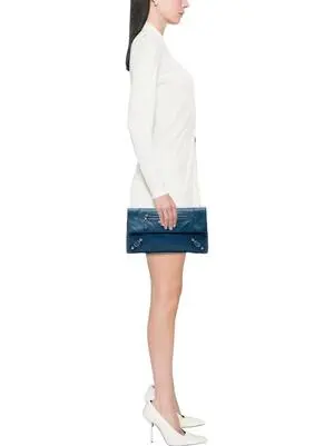 Balenciaga 2005-2026 Lambskin Motocross Giant 12 Envelope Clutch Bag Blue