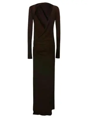 Andamane Ruched Draped Dress - Brown