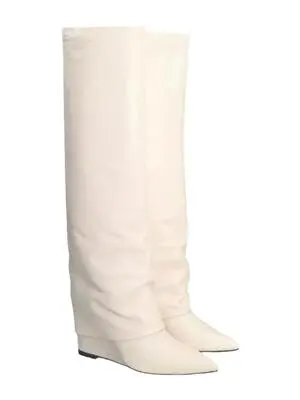 THE SELLER Pointed-Toe Wedge Leather Boots Neutrals
