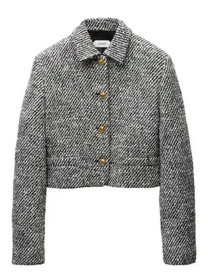 Versace Cropped Wool Bouclé Blouson - Black