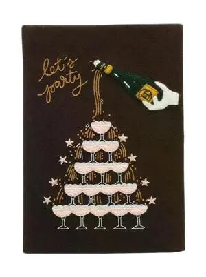 OLYMPIA LE-TAN Let's Party Embroidered-motif Book Clutch Bag Brown