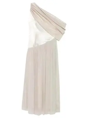 ABADIA Gwen Draped One-shoulder Maxi Dress - Neutrals
