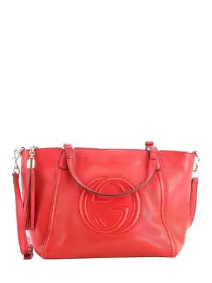 Gucci Soho Convertible Top Handle Bag Leather Small Satchel Red