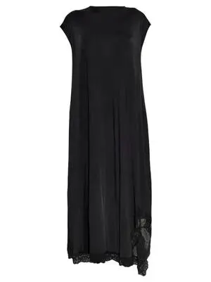 Vetements Lace Trim Asymmetric Midi Dress - Black
