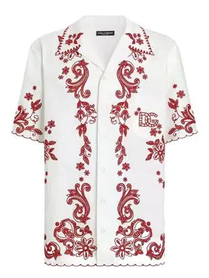 Dolce & Gabbana Hawaii Linen Shirt With Cutwork - White
