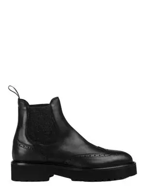DOUCAL'S Brogue Detail Ankle Boots - Black