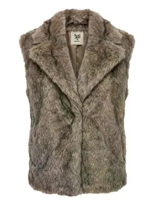 ANIYE BY Faux Fur Sleeveless Gilet With Notched Lapels - Neutrals