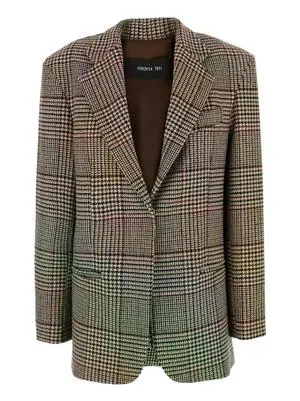Federica Tosi Single-breasted Checked Blazer - Brown