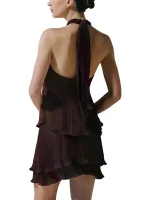 BAOBAB Pleated Asymmetrical Halter Neck Top - Red