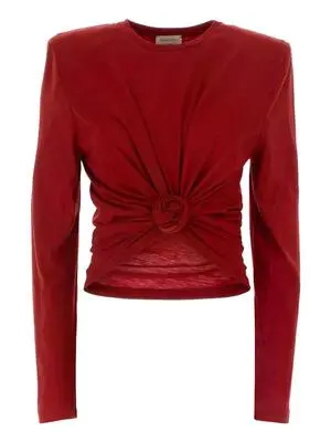 Magda Butrym Rosette Detail Padded Shoulder Blouse - Red