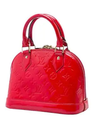 LOUIS VUITTON 2015 Monogram Vernis Alma Bb Satchel - Red