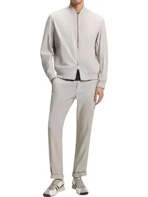 BOSS Linen-blend Trousers With Logo Detail - Grey
