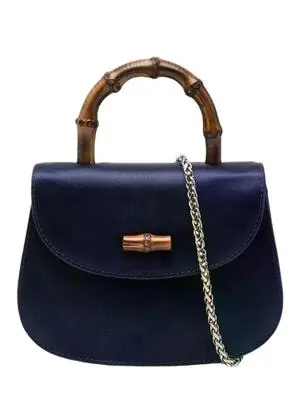 Gucci 20th Century Mini Satin Bamboo Night Satchel - Blue