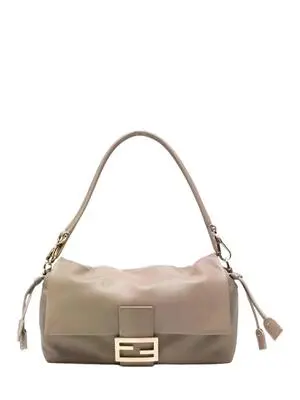 Fendi Medium Baguette Leather Shoulder Bag Neutrals
