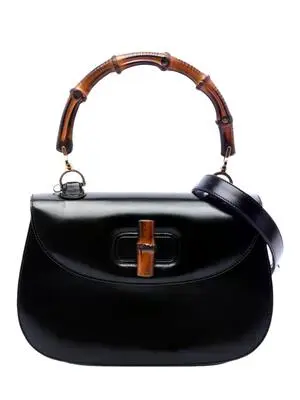 Gucci 20th Century Calfskin Bamboo Night Satchel - Black