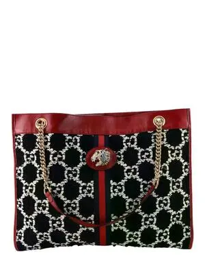Gucci Rajah Chain Gg Tweed Large Tote Bag - Black