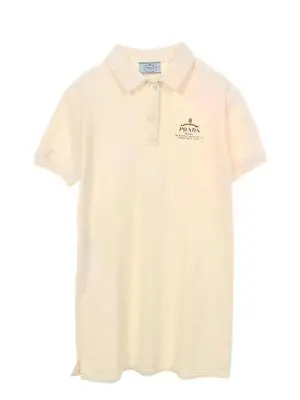 Prada 2010s Logo-print Polo-collar Mini Dress - White