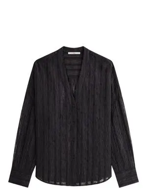 Kith Carmyn Sheer Striped Cardigan Shirt - Black