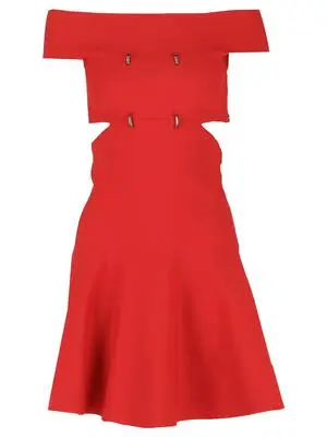 ALEXANDER MCQUEEN Off-shoulder Sliced Mini Dress 'lust Red'