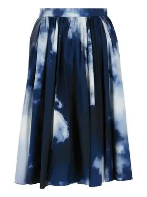 Alexander McQueen A-line Skirt With Cloud Print - Blue