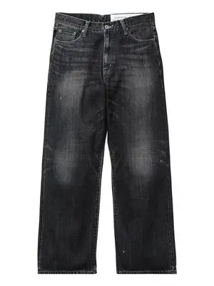 NEIGHBORHOOD Wide Leg Washed Denim Pants - Black